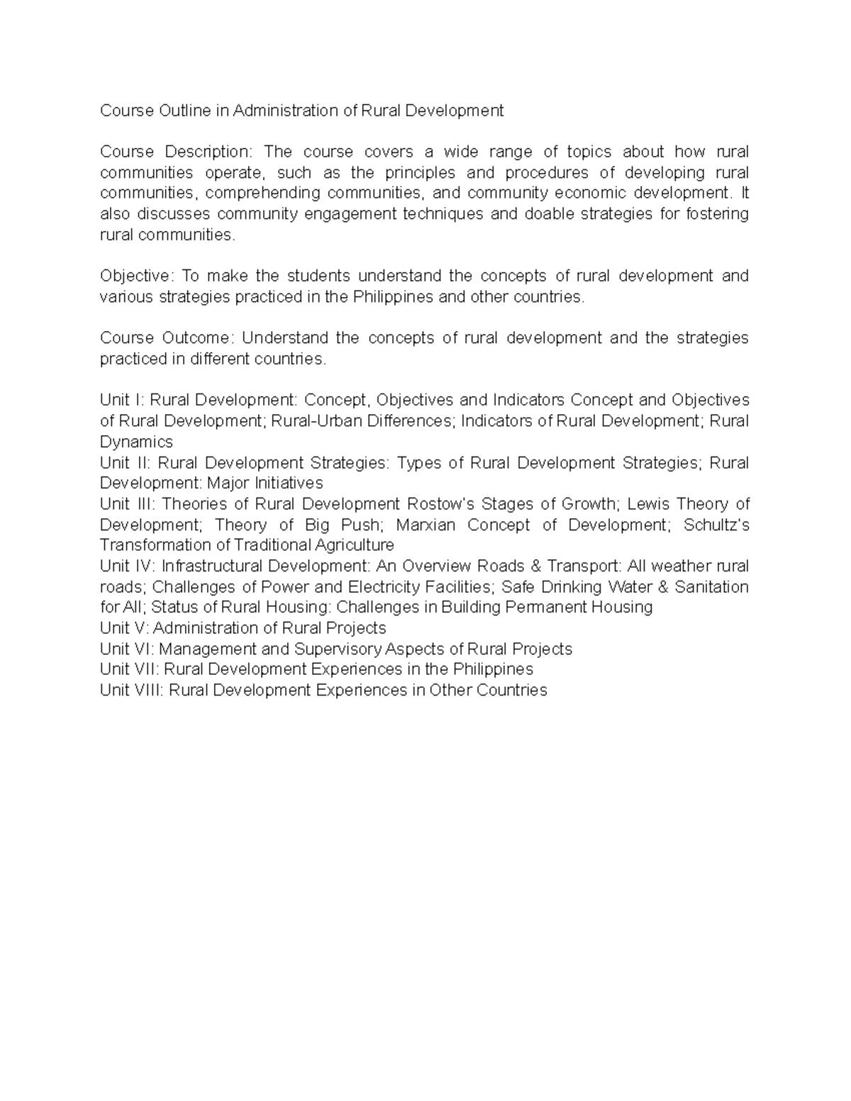 Course Syllabus - Course Outline in Administration of Rural Development ...