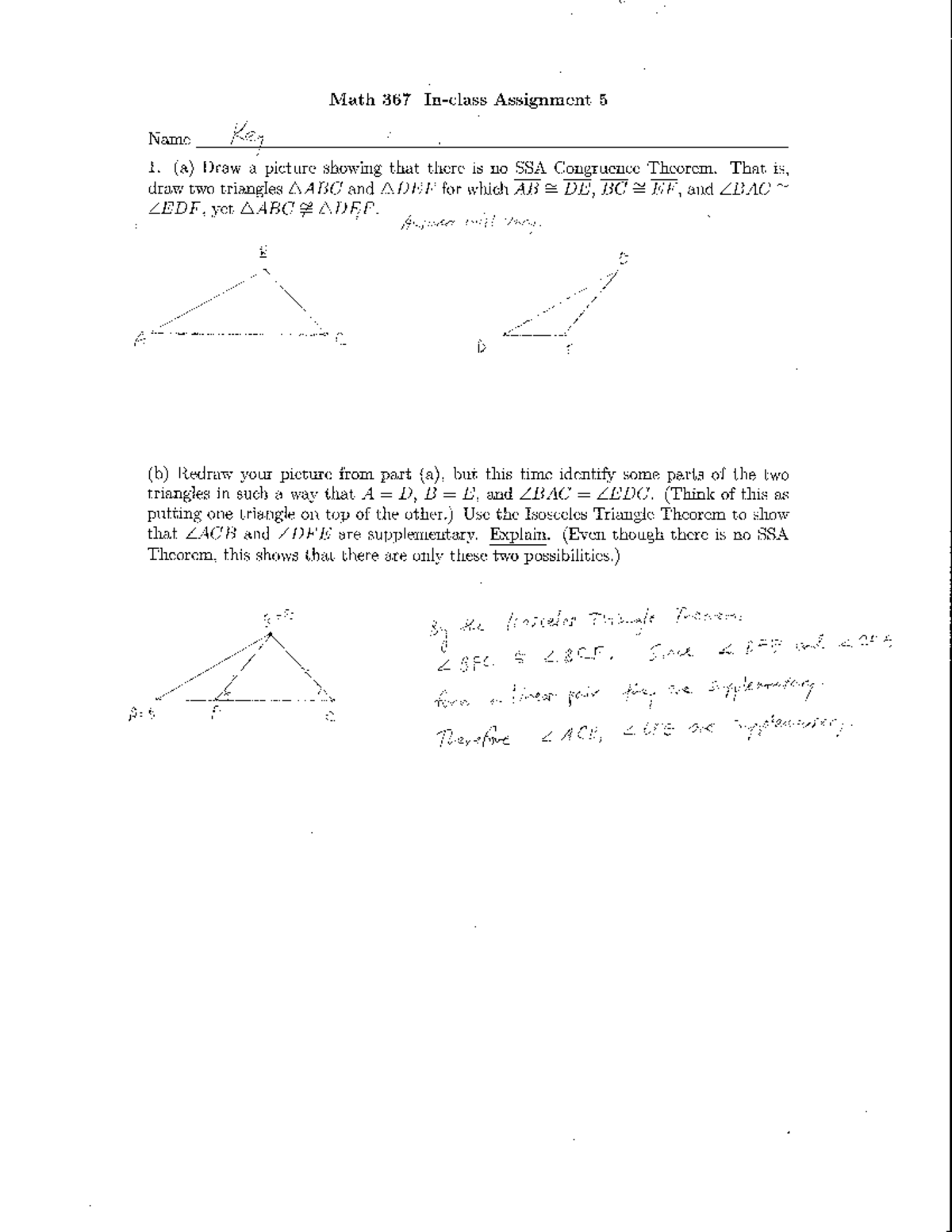 Seminar Assignments In Class Assignment 5 Questions And Answers 367 Assignment 5 Name 1 A
