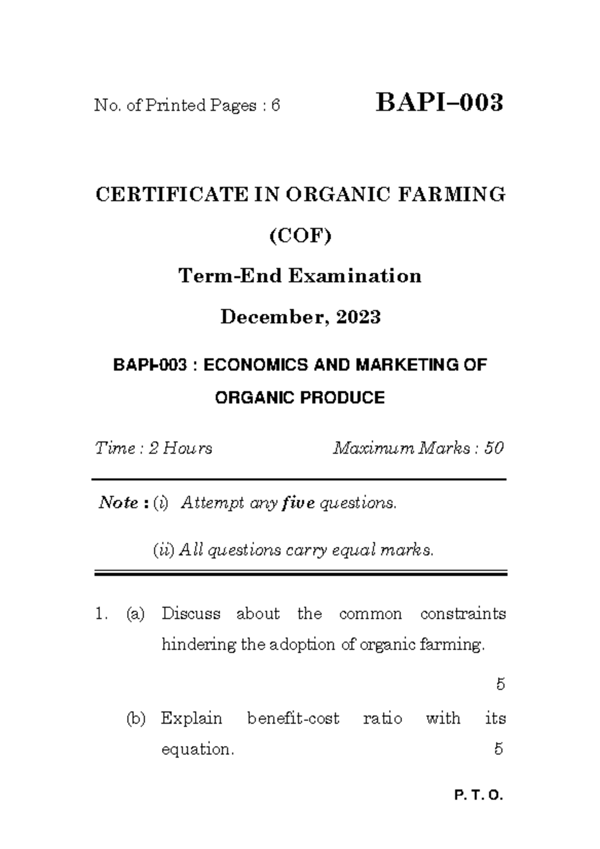 BAPI-003 - Good - P. T. O. No. of Printed Pages : 6 BAPI– 003 ...