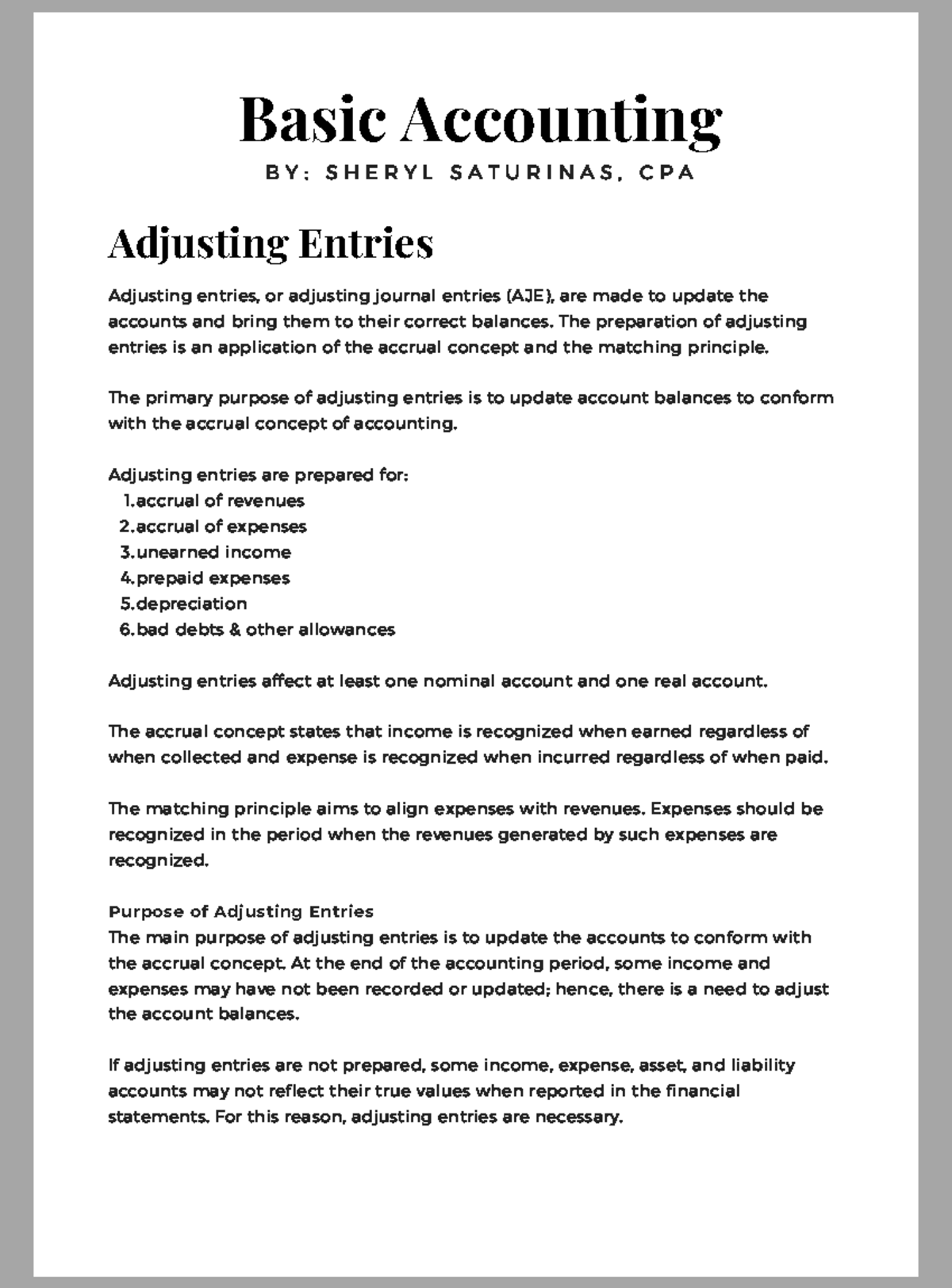 Bookkeeping NC-3 Course Notes Part 1 - B Y: S H E R Y L S A T U R I N A ...