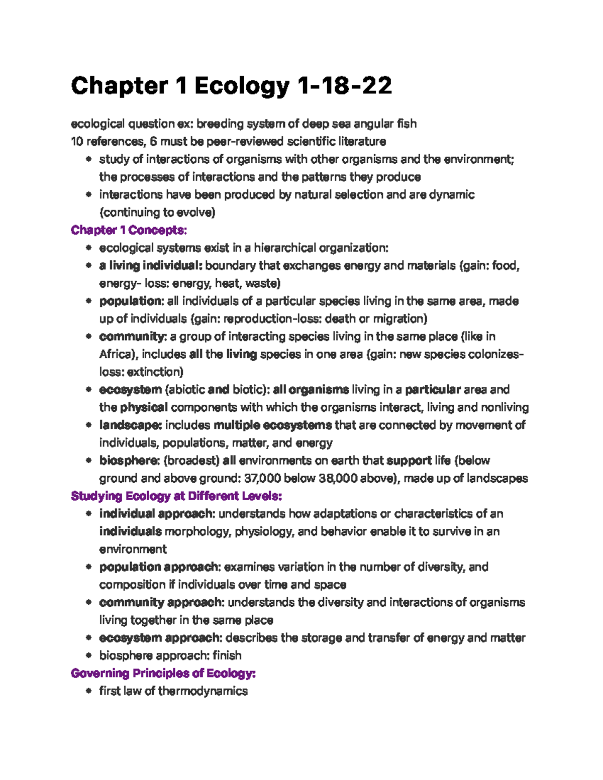 Chapter 1 Ecology - Dr. Bednarz - Chapter 1 Ecology 1-18- ecological ...