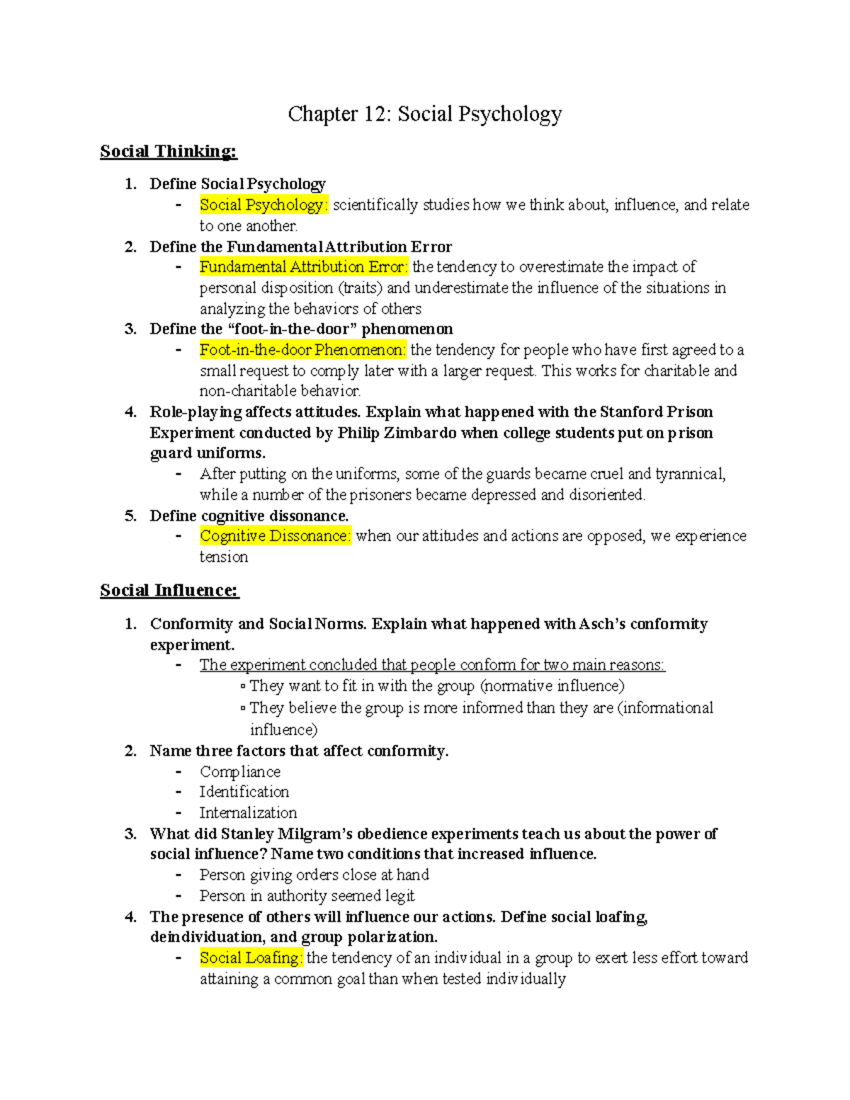 Chapter 12- Social Psychology - Chapter 12: Social Psychology Social ...