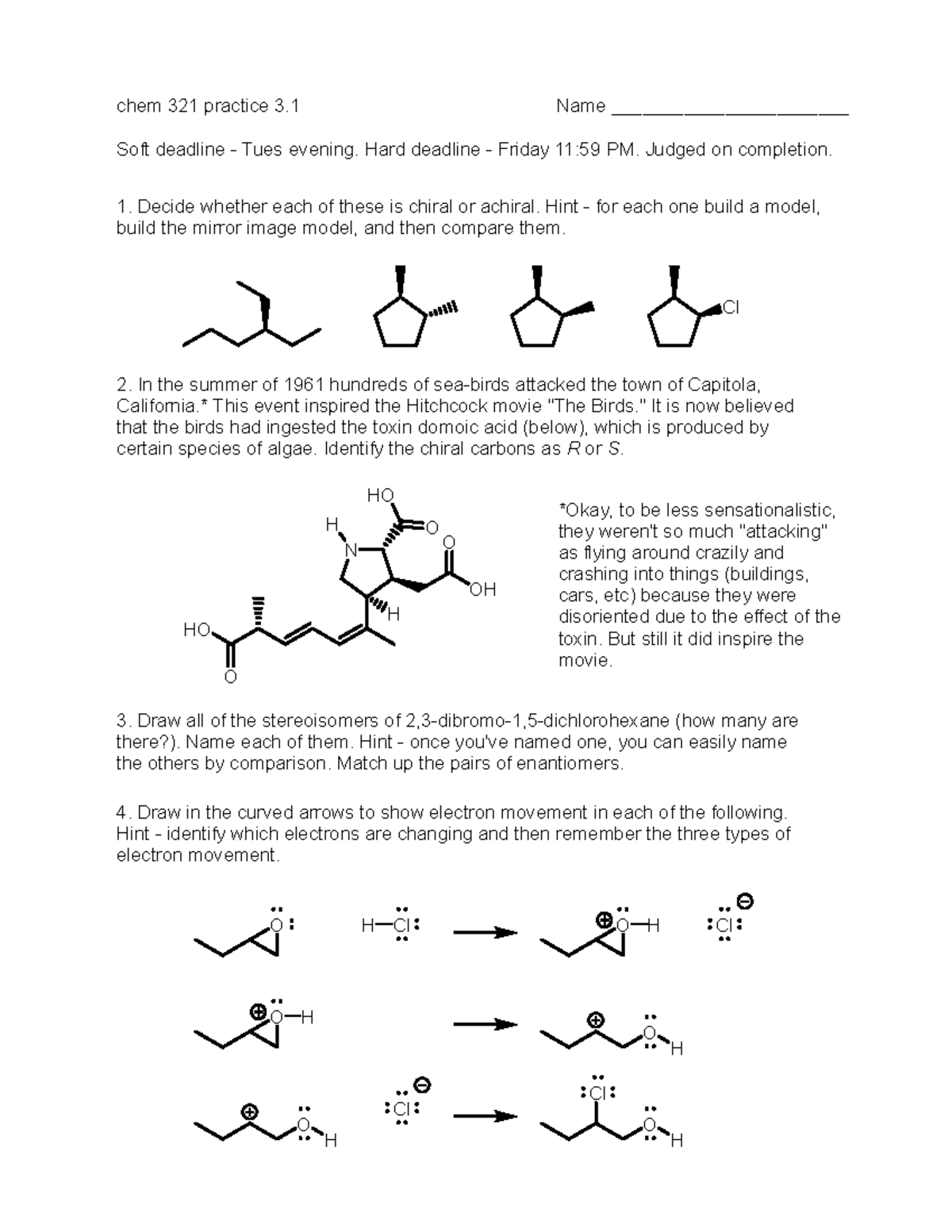 Chem 321 2020 summer practice 3 - Soft deadline - Tues evening. Hard ...