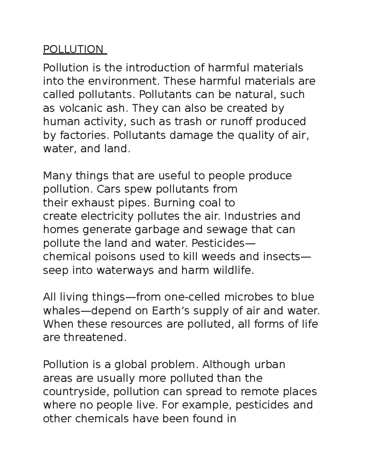 Pollution - types , causes , solutions and effects - POLLUTION ...