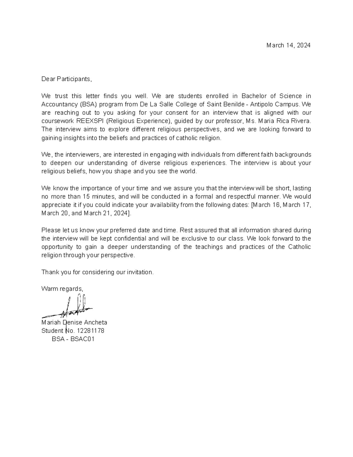 Group 4 - Consent FORM - SSSS - March 14, 2024 Dear Participants, We ...