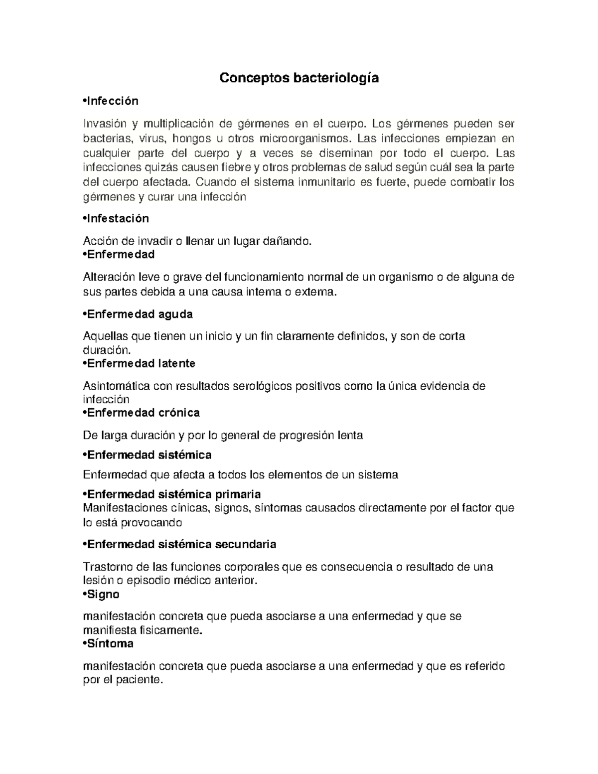 Conceptos bacteriología - Conceptos bacteriología •Infección Invasión y ...