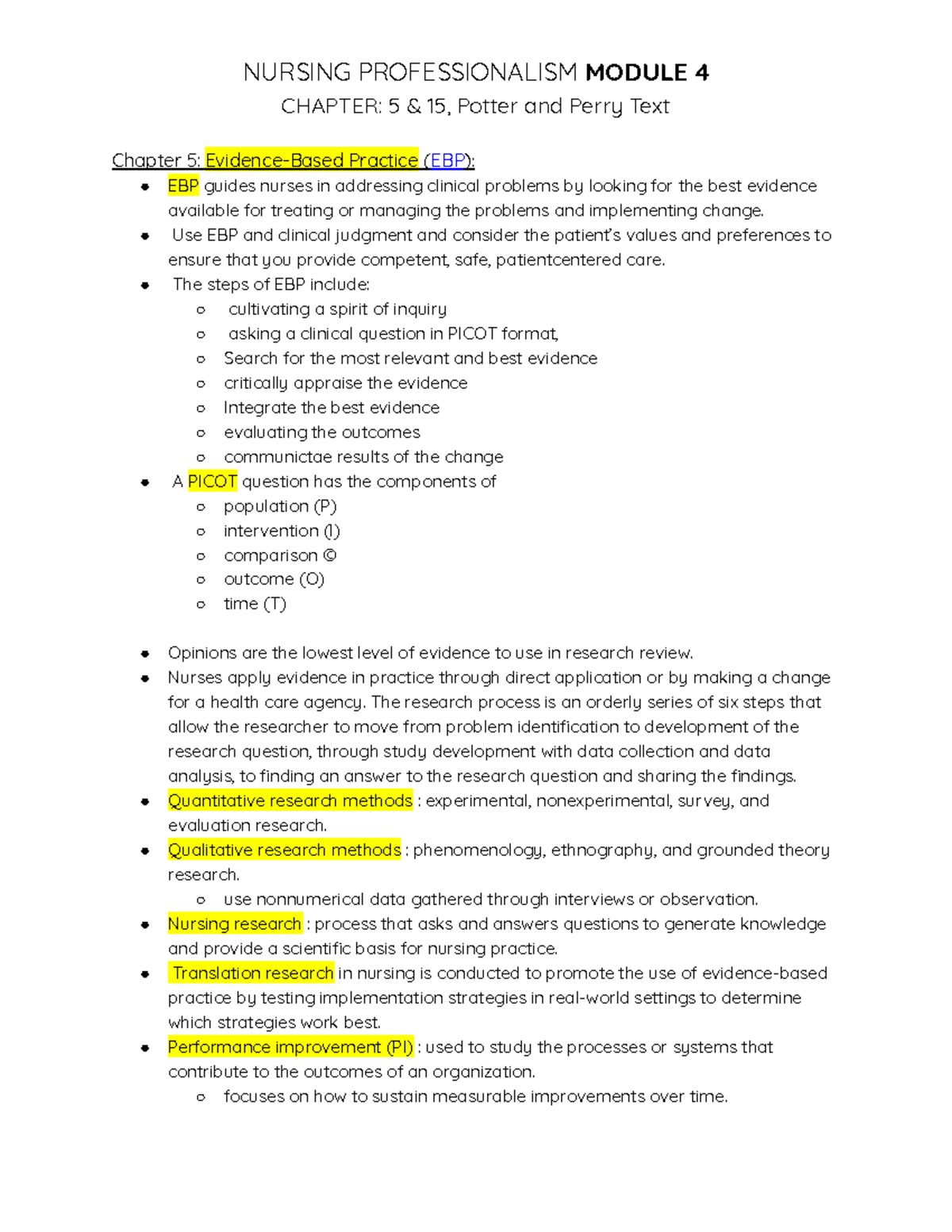 Profess. Module 4 Notes - NURSING PROFESSIONALISM MODULE 4 CHAPTER: 5 ...