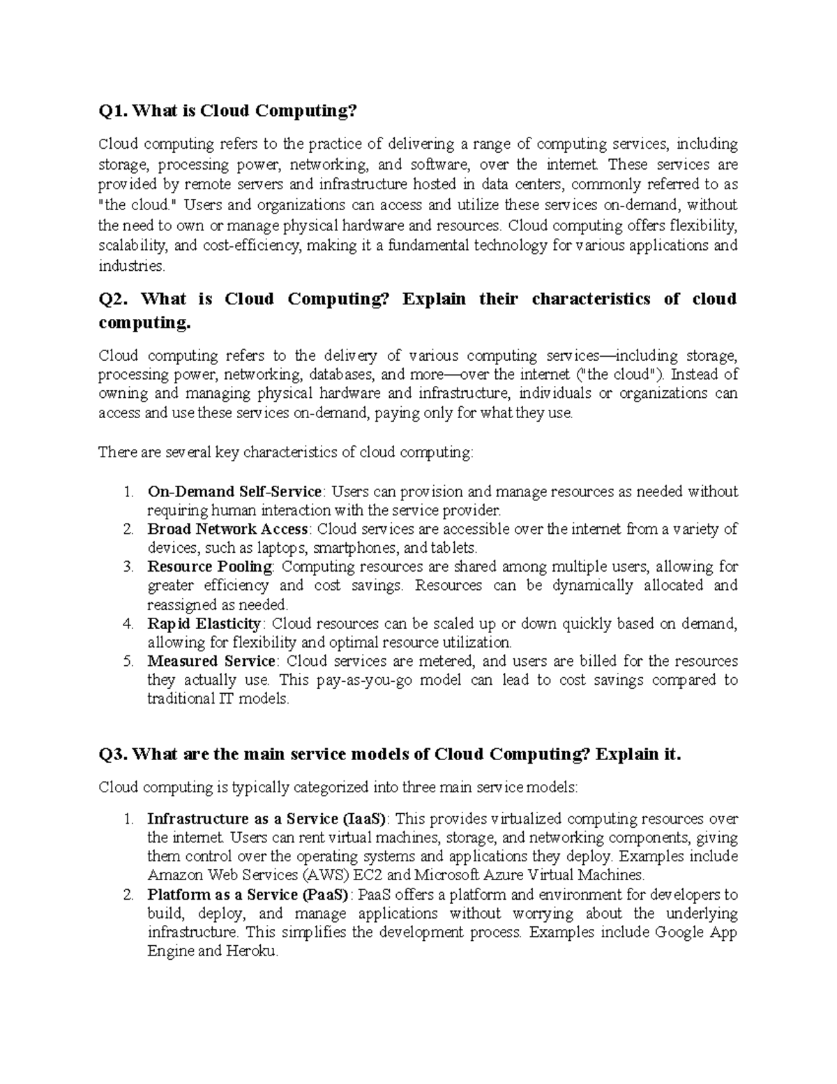 Cloud Computing - notes BCA part 2 2024 - Q1. What is Cloud Computing ...