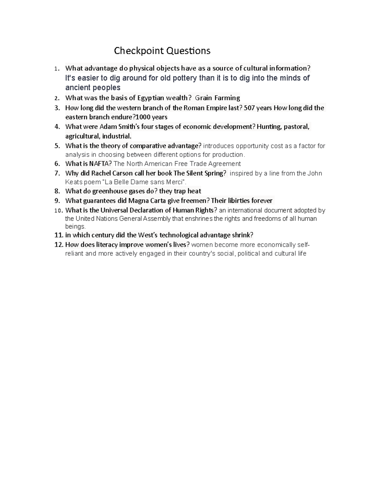 Checkpoint Questions 2 8 21 Biology in the Making - Checkpoint ...