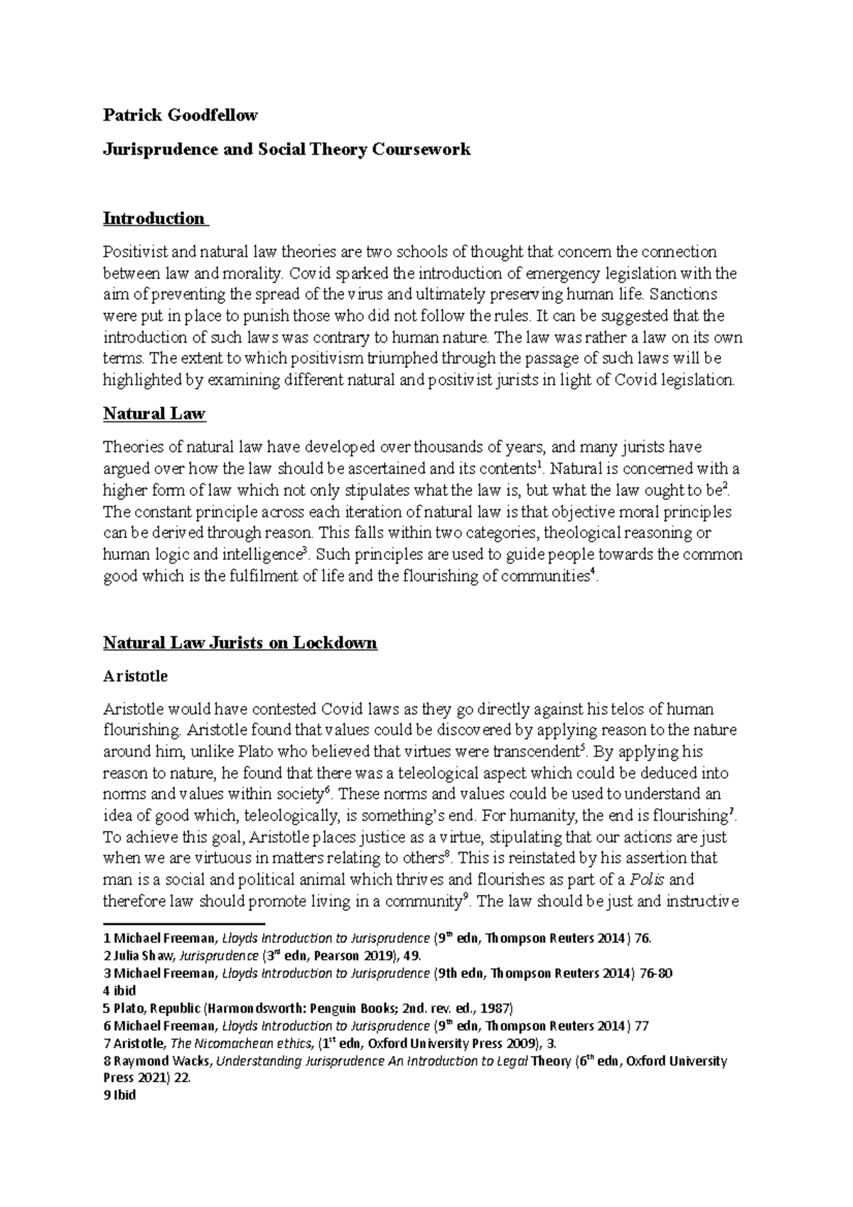 Patrick Goodfellow Jurisprudence Coursework - Patrick Goodfellow ...