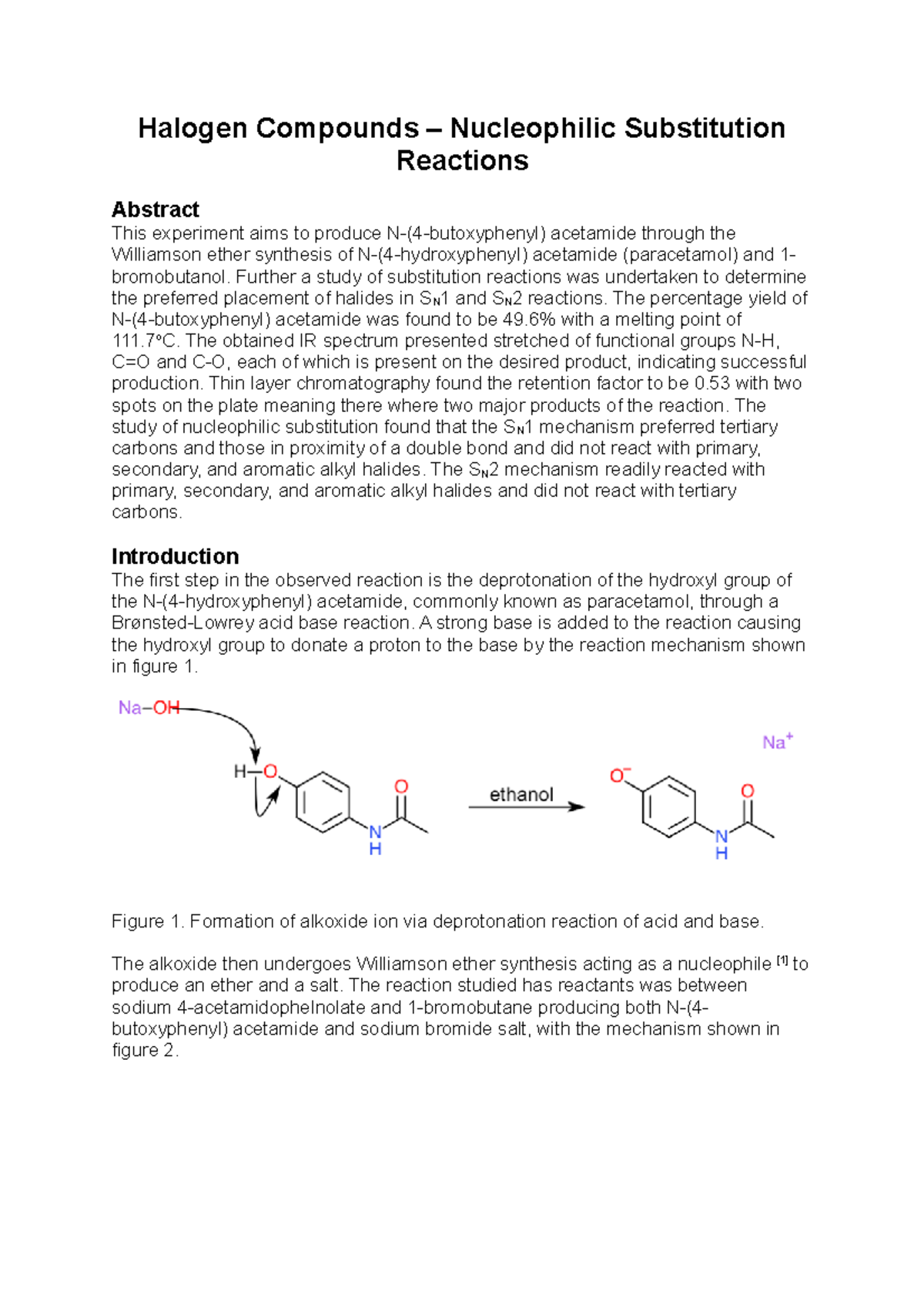 Experiment 4 report 2022 for studoc - Halogen Compounds – Nucleophilic ...