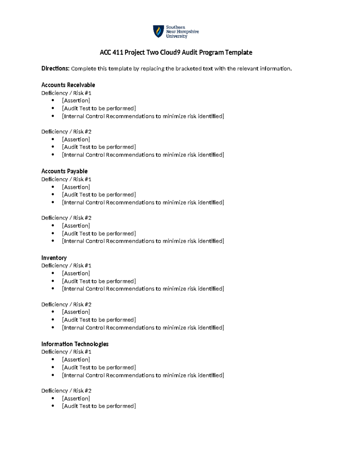 Accounting 411 Project 2 Audit and tax outlines for Mod 2 - ACC 411 ...