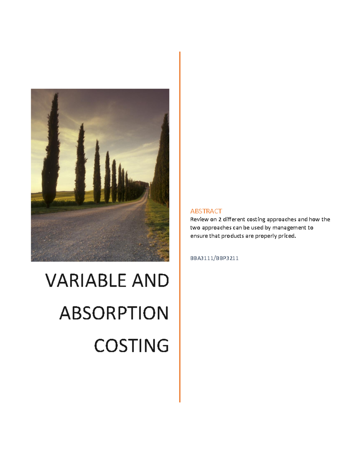 Absorption costing vs Variable costing - VARIABLE AND ABSORPTION COSTING ABSTRACT Review on 2 ...