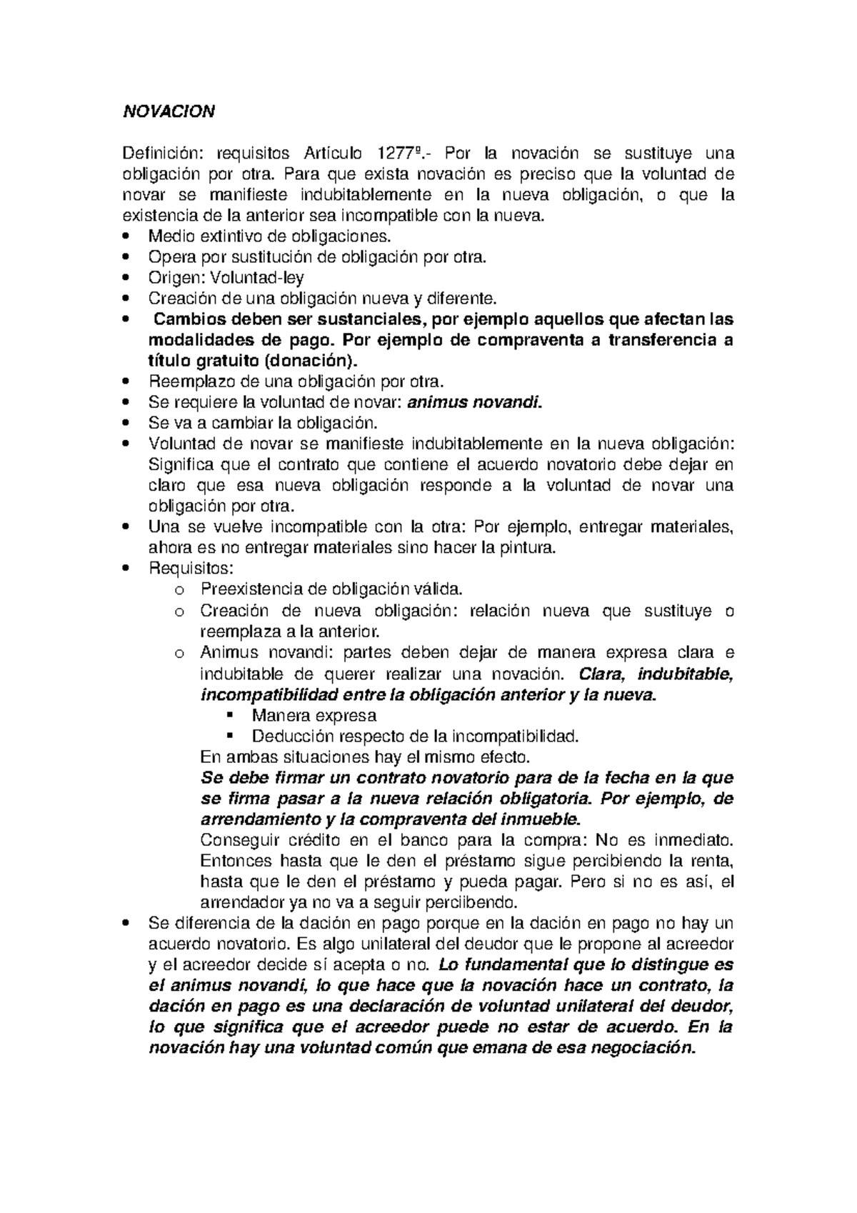 Novacion, modo de extinguir obligaciones - NOVACION requisitos Por la ...