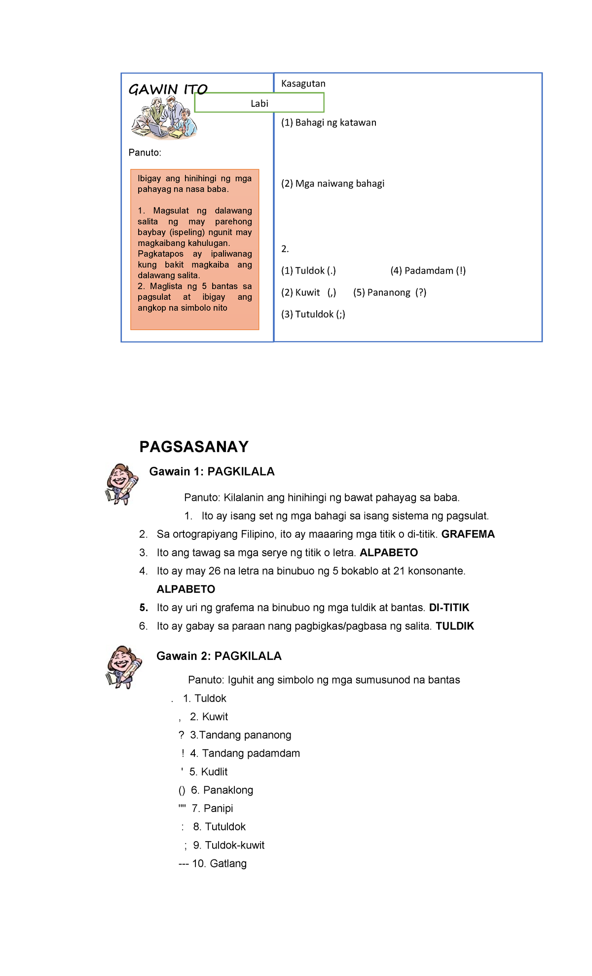 Scribfree - HELP - Kasagutan 1. (1) Bahagi ng katawan (2) Mga naiwang ...