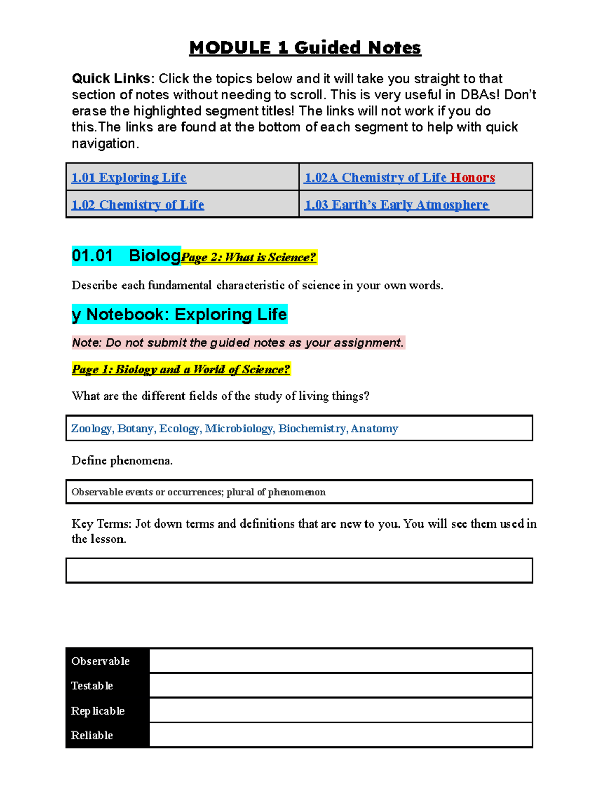 Copy of Module 1 Guided Notes - with quick links - MODULE 1 Guided ...