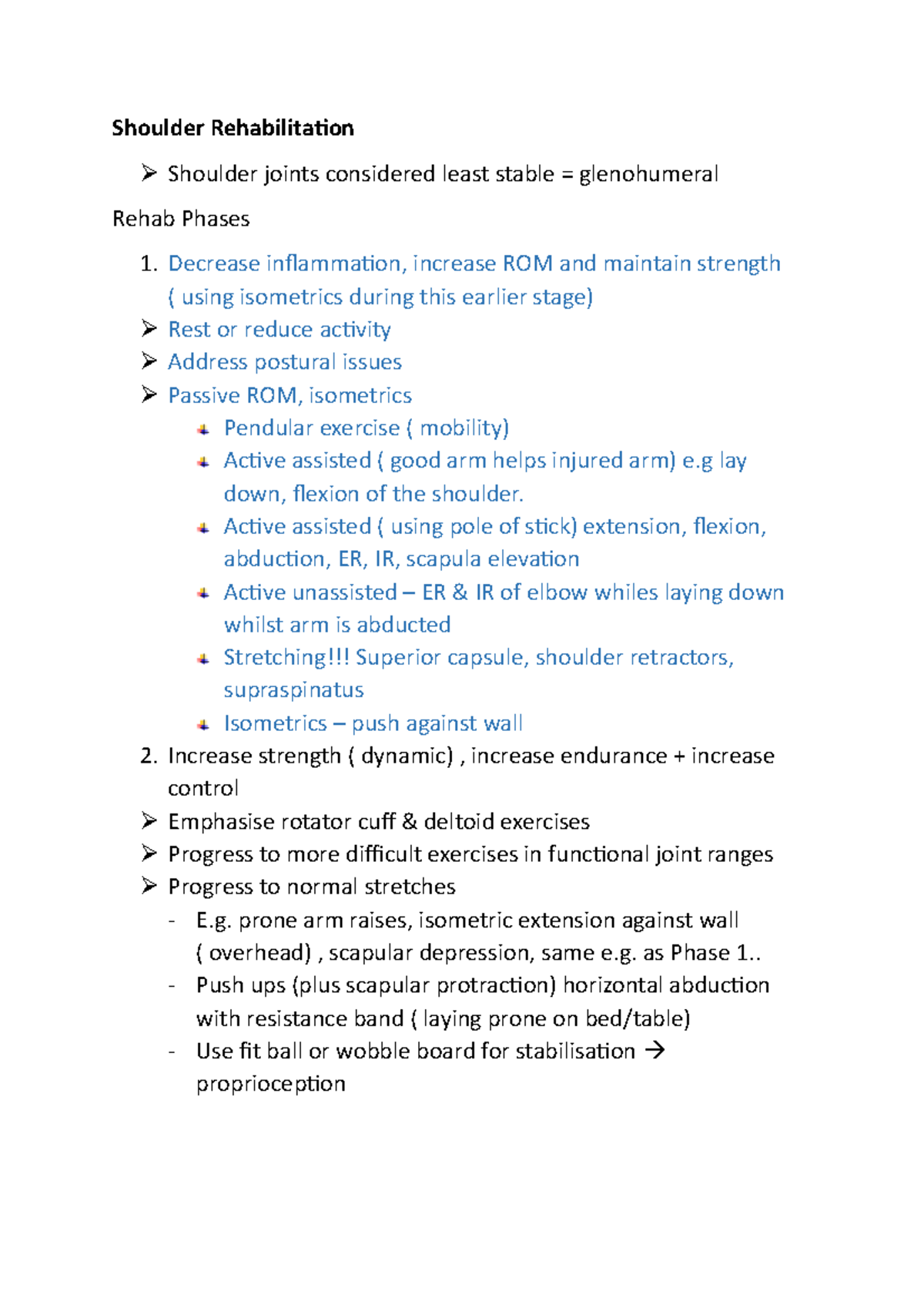 Shoulder Rehabilitation - Decrease inflammation, increase ROM and ...