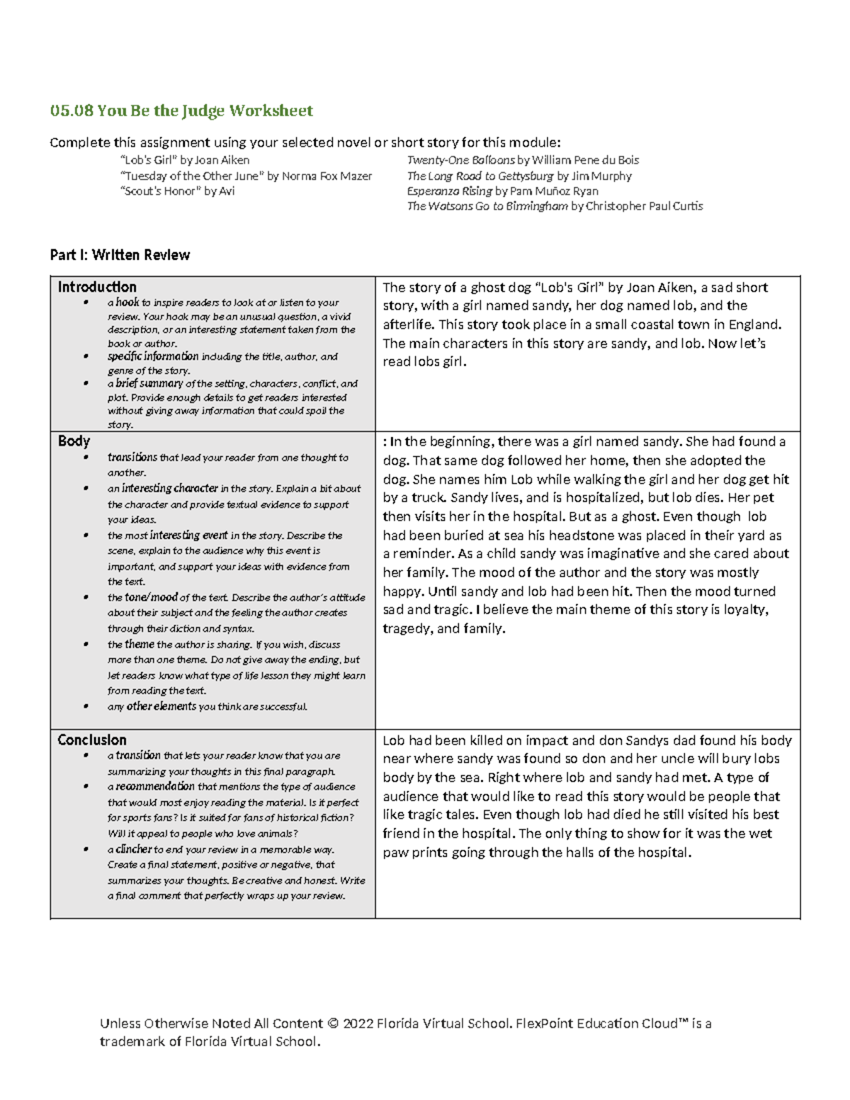 05 08 worksheet - 05 You Be the Judge Worksheet Complete this ...