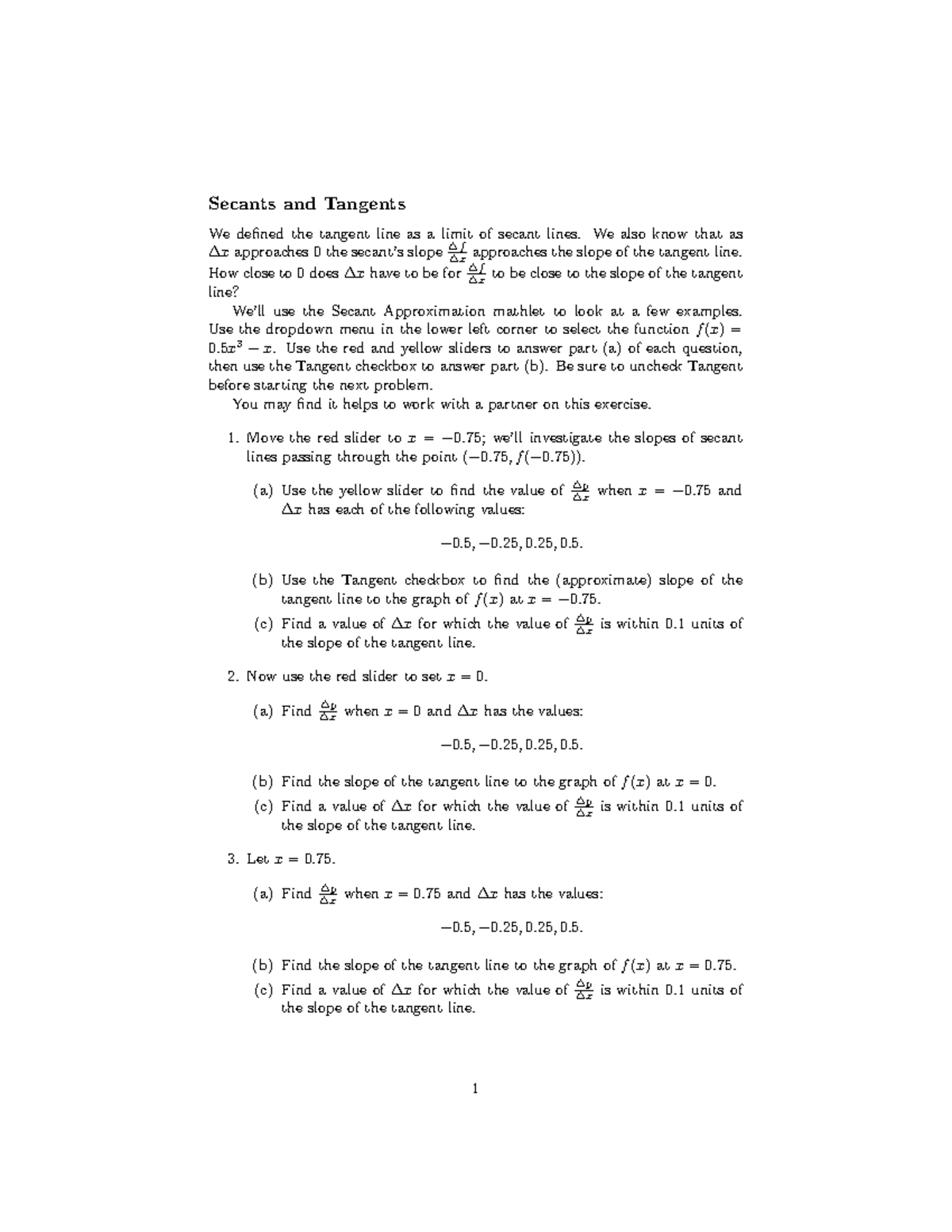 MIT Intro to Derivatives Solution - Secants and Tangents We defined the ...