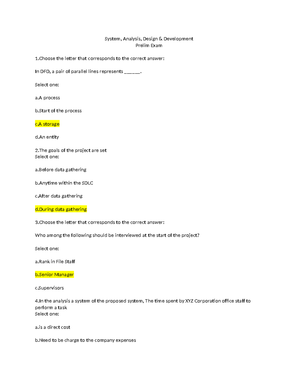 System, Analysis, Design & Development Prelim Exam Ericson Gabuya - System, Analysis, Design ...