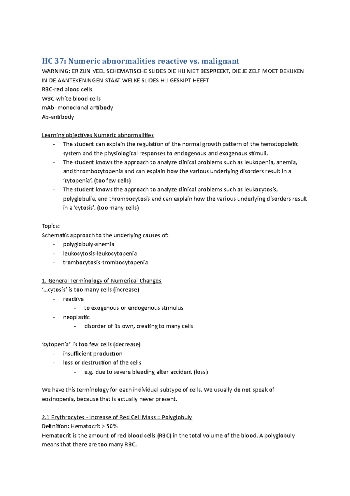 Numeric abnormalities reactive vs. malignant - HC 37: Numeric ...