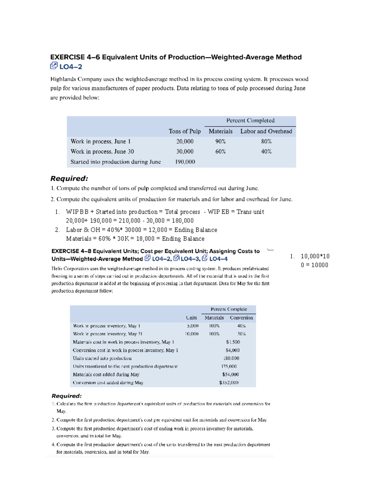 Chapter 4 Practice Questions - WIP BB + Started into production = Total ...