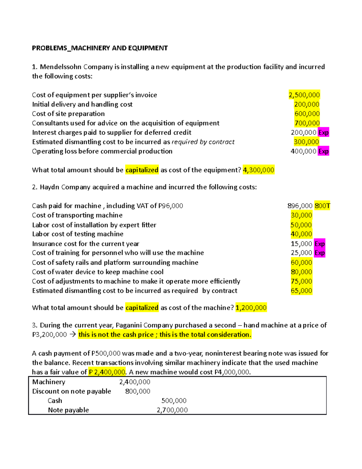 Problems Machinery AND Equipment - PROBLEMS_MACHINERY AND EQUIPMENT ...