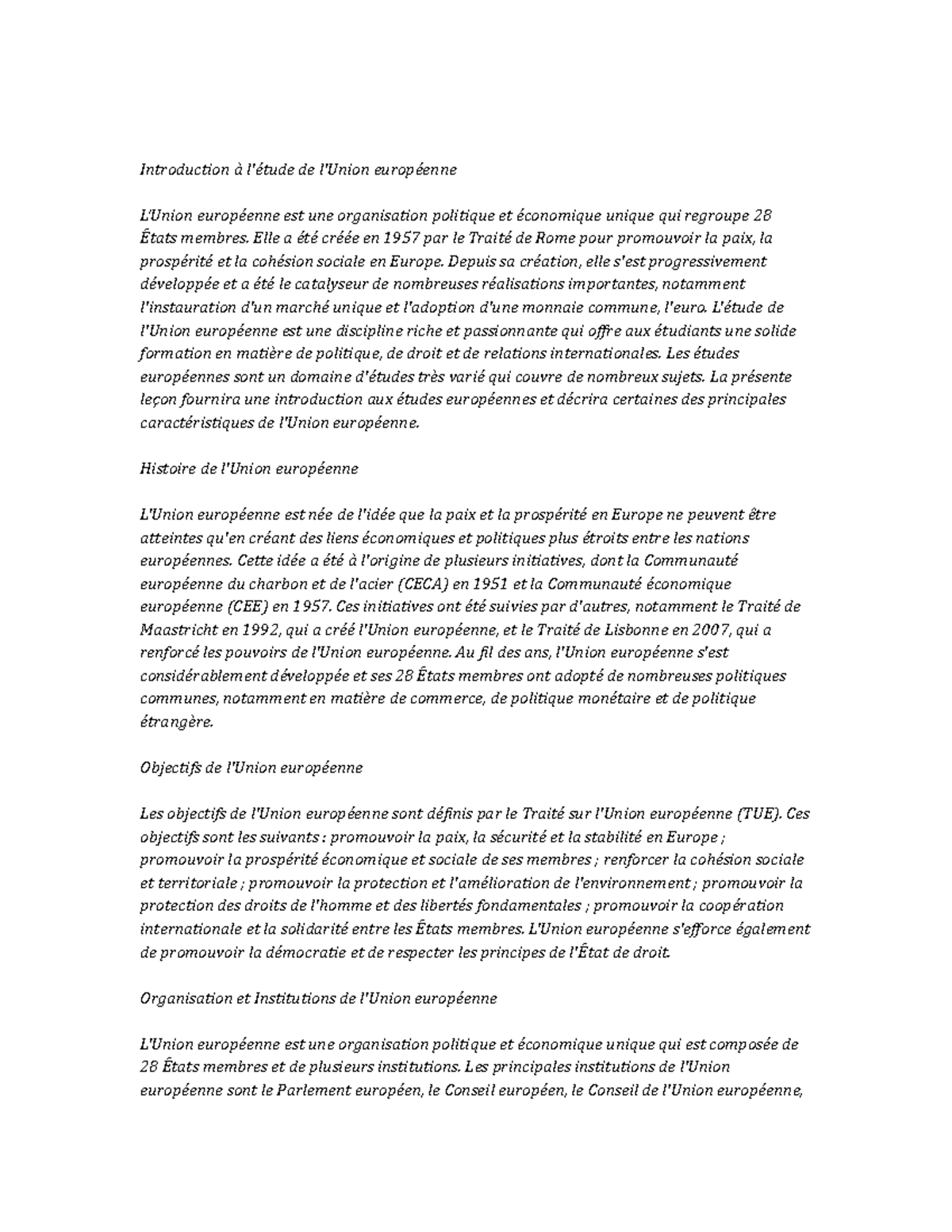 European Union Studies Study Notes - Introduction à l'étude de l'Union ...