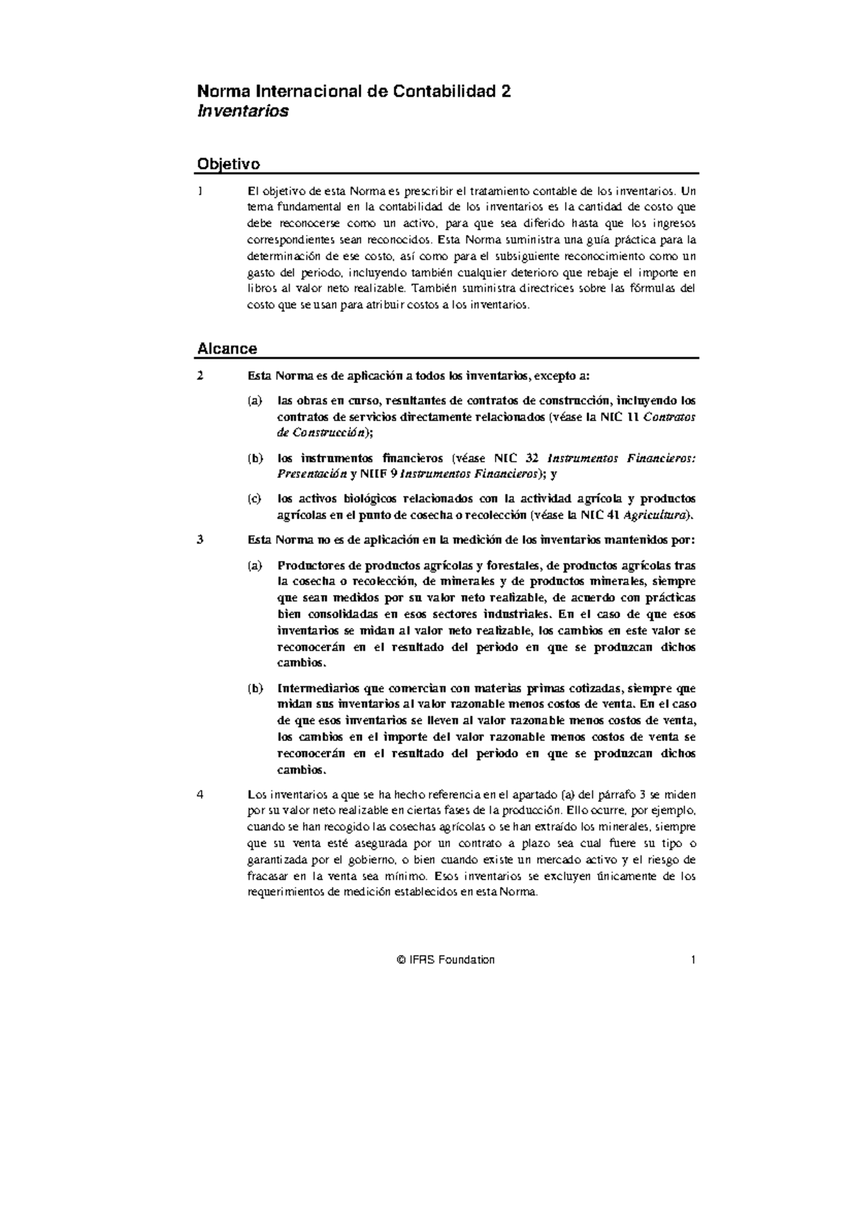 NIC 2 Inventarios - Norma Internacional de Contabilidad 2 Inventarios ...