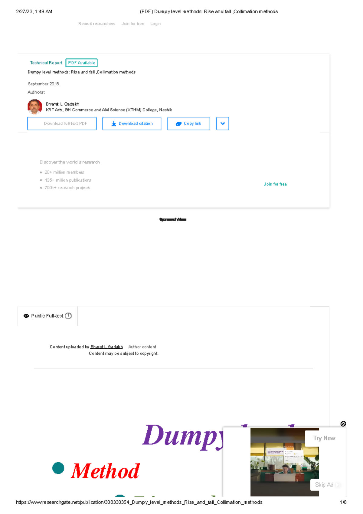 (PDF) Dumpy level methods Rise and fall ,Collimation methods - - Studocu