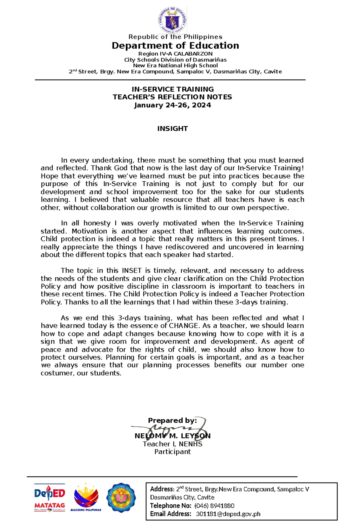 Objective 14MOV - Republic of the Philippines Department of Education ...