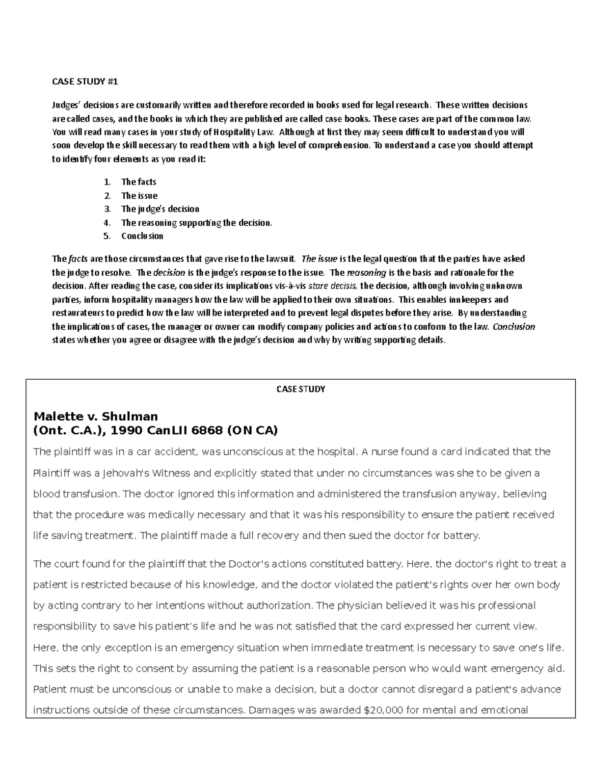 Case Study #1 - Battery - Document - CASE STUDY Judges’ decisions are ...
