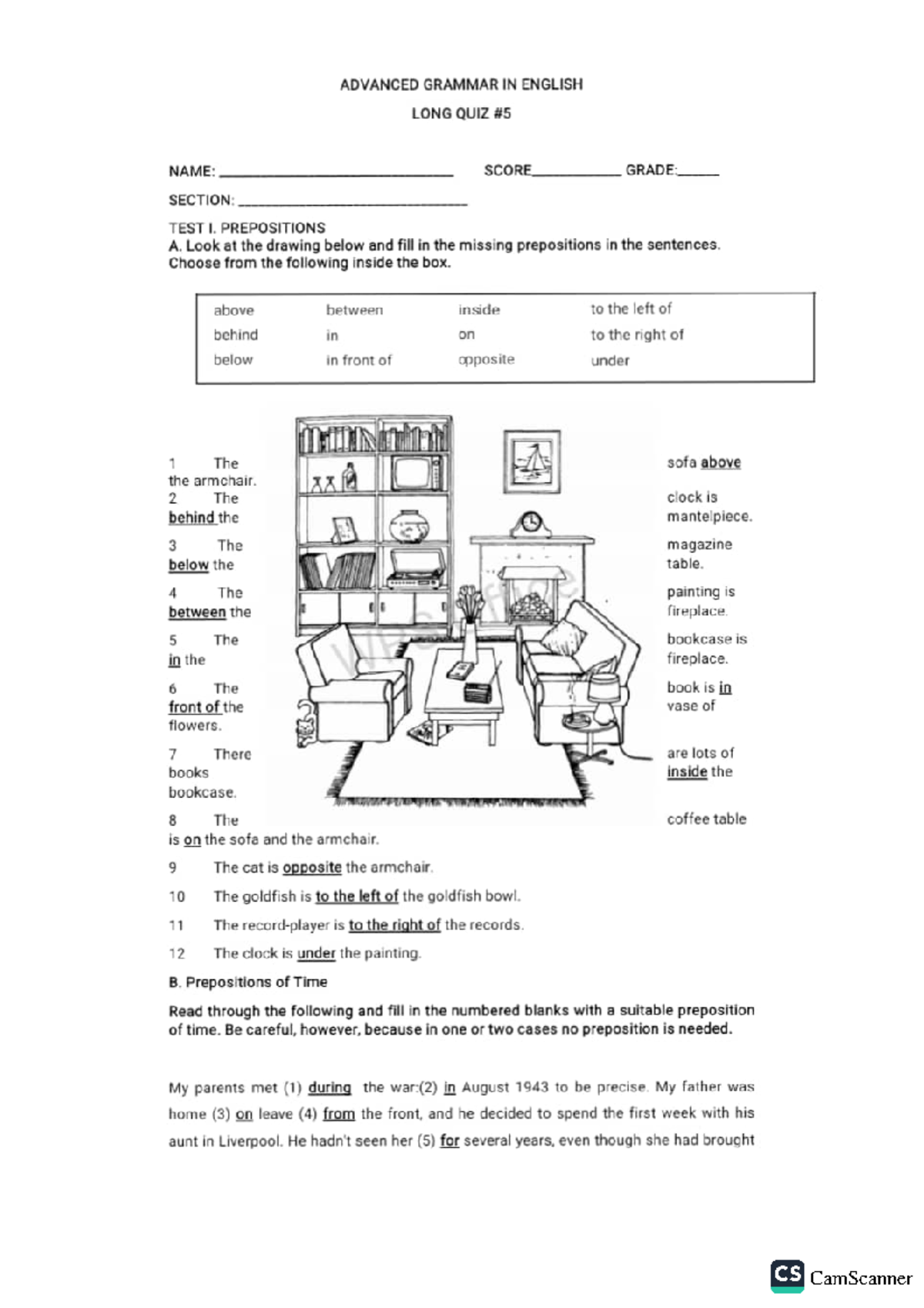 Prepositions - Advanced Grammar in English - Studocu