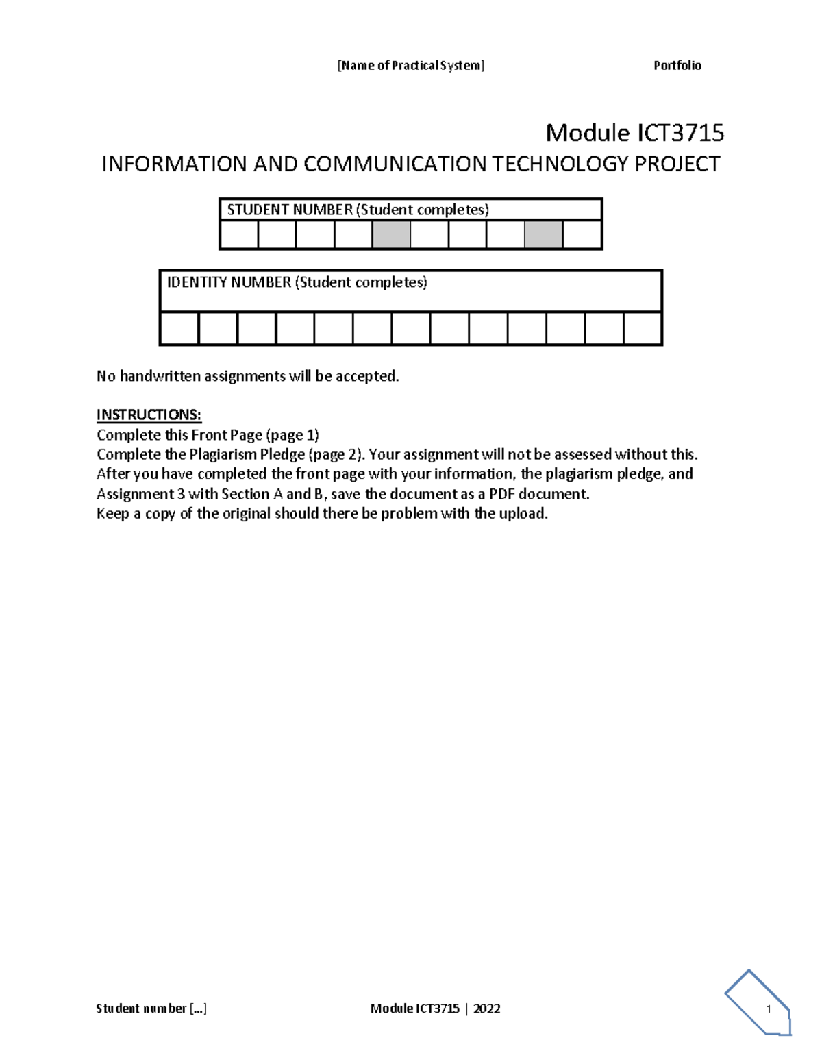 Assignment 3 General Feedback - Module ICT INFORMATION AND ...