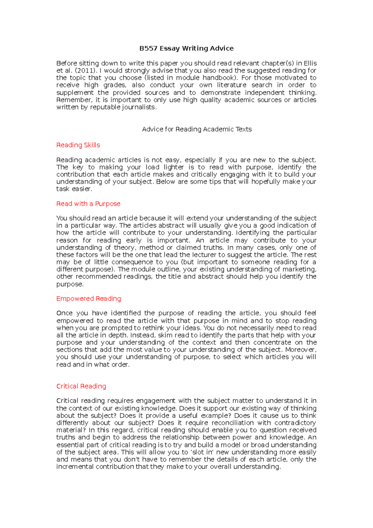 BE557 Essay Writing Advice Print Version 2019-2020 - B557 Essay Writing ...