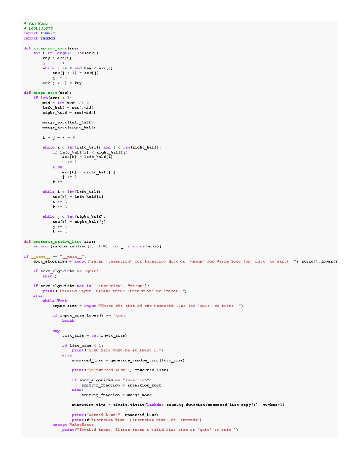 Hw1 - Yan Wang - hw1 - Yan Wang 1001453676 import timeit import random ...