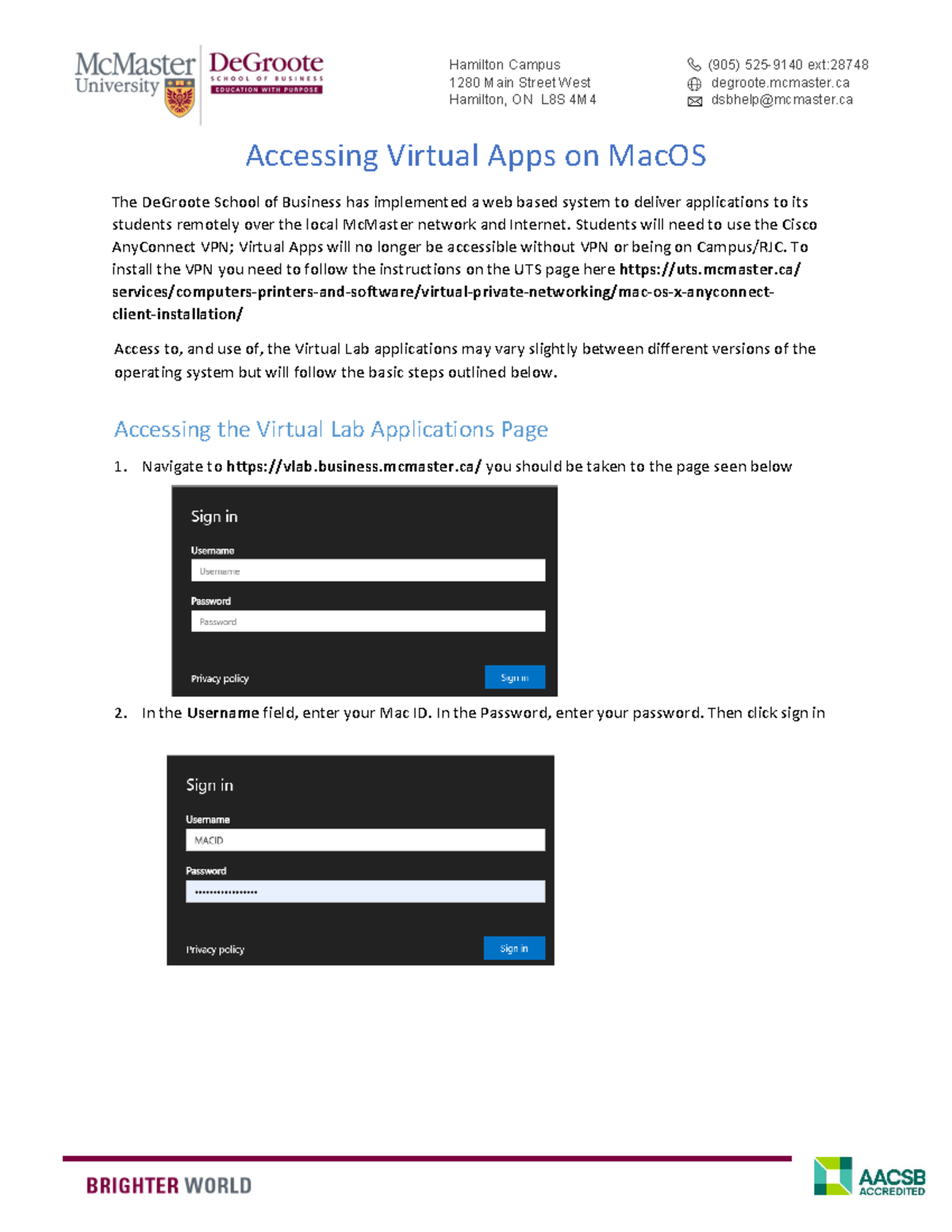 Vlab Virtual Applications Instructions OSX1 - 1280 Main Street West ...