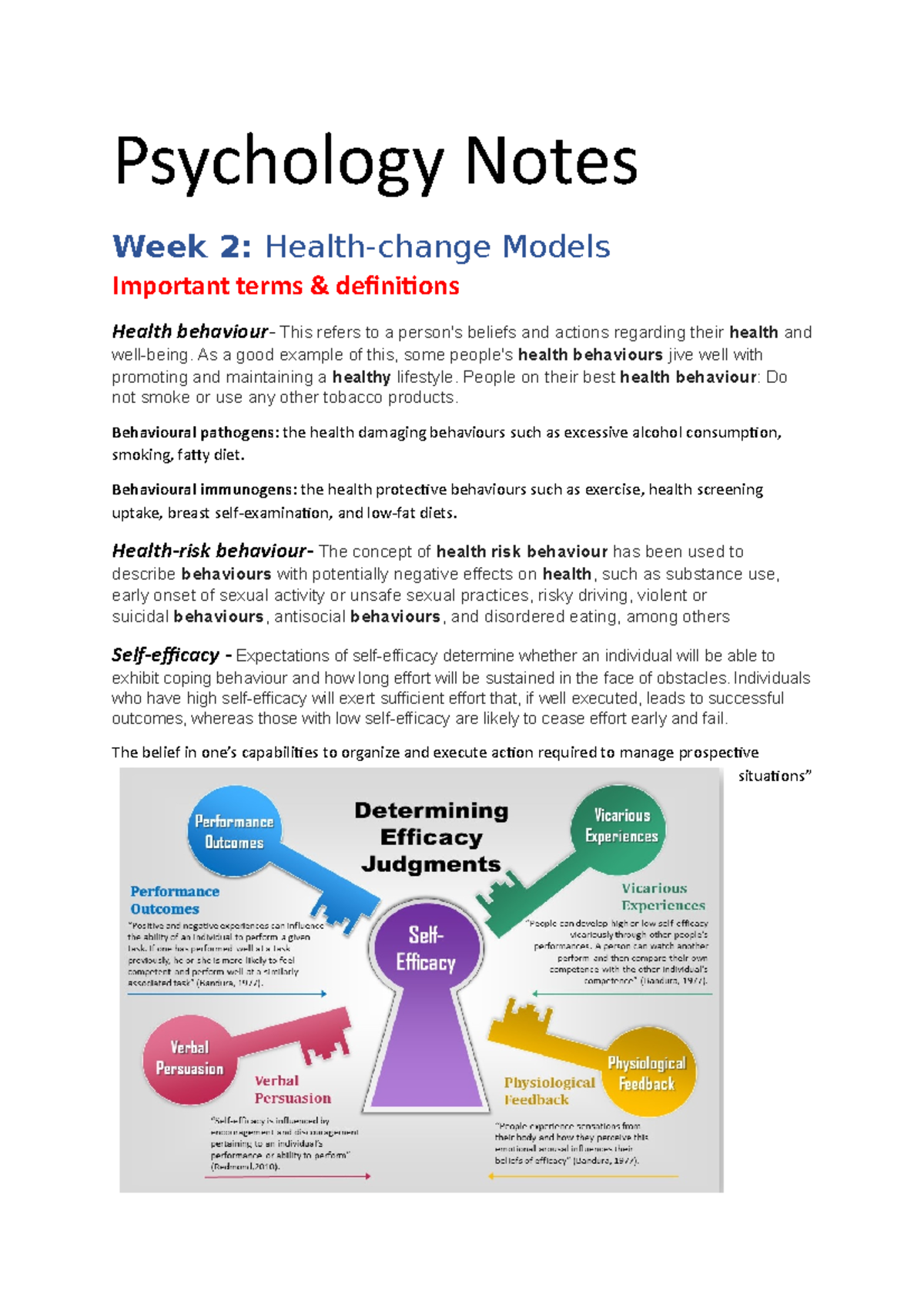 Psychology Notes from week 2 to week 11 - Psychology Notes Week 2 ...