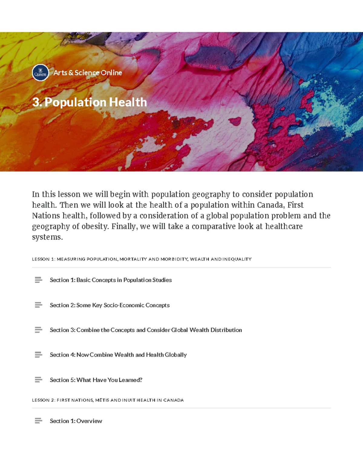 Lesson 3: Population Health Module PDF - Gphy 101 - queensu - Studocu