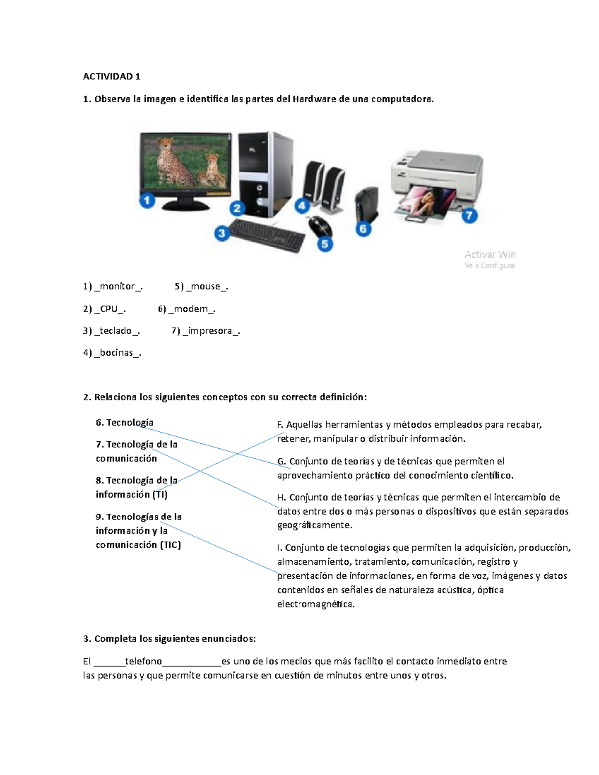 Actividad 1 - descripcion - ACTIVIDAD 1 Observa la imagen e identifica ...