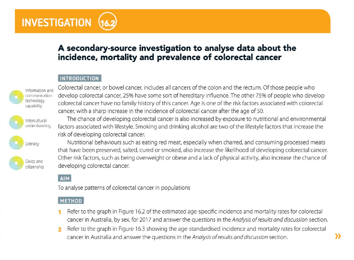 Analysis Non-infectious Disease - INVESTIGATION 16 A investigation to ...