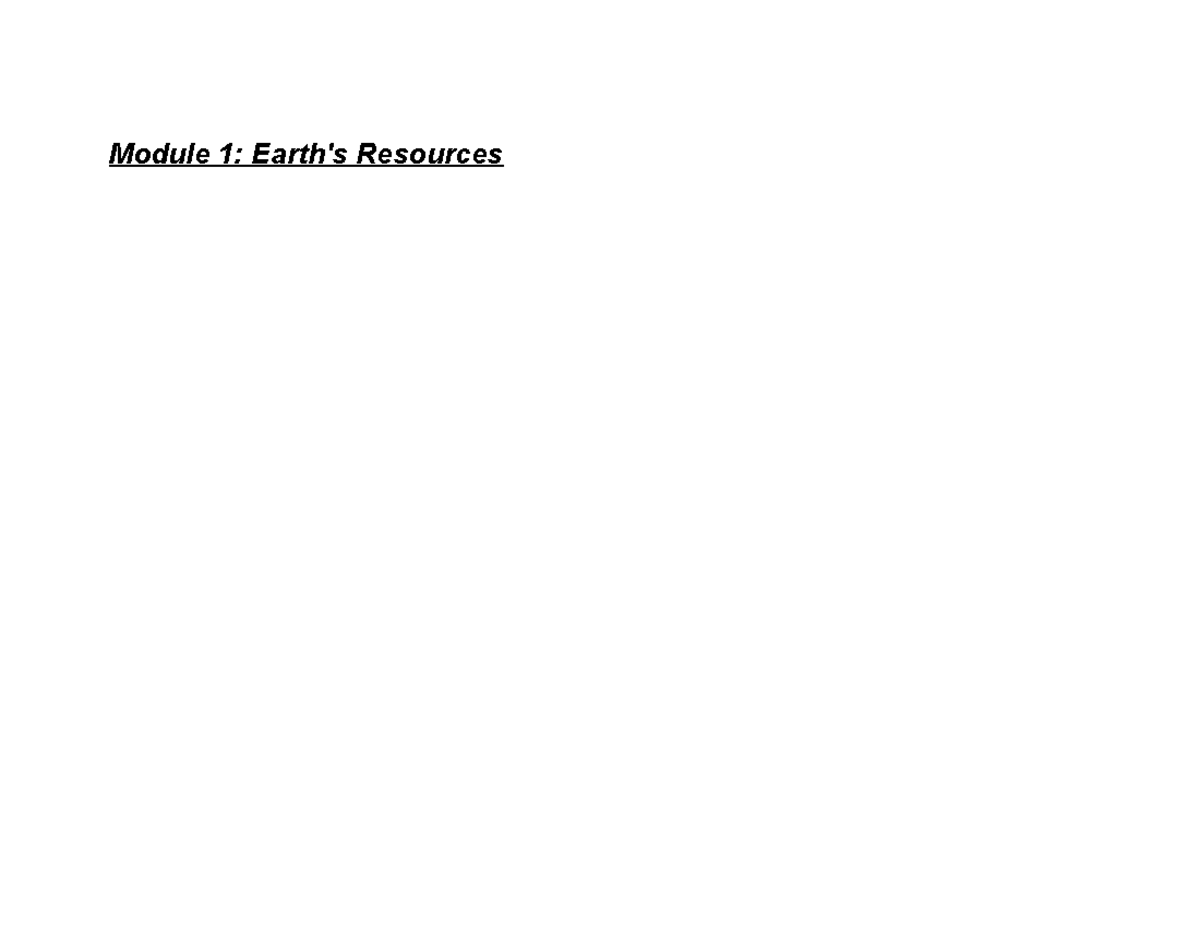 Year 11 Earth and Environmental Science - Module 1: Earth's Resources ...