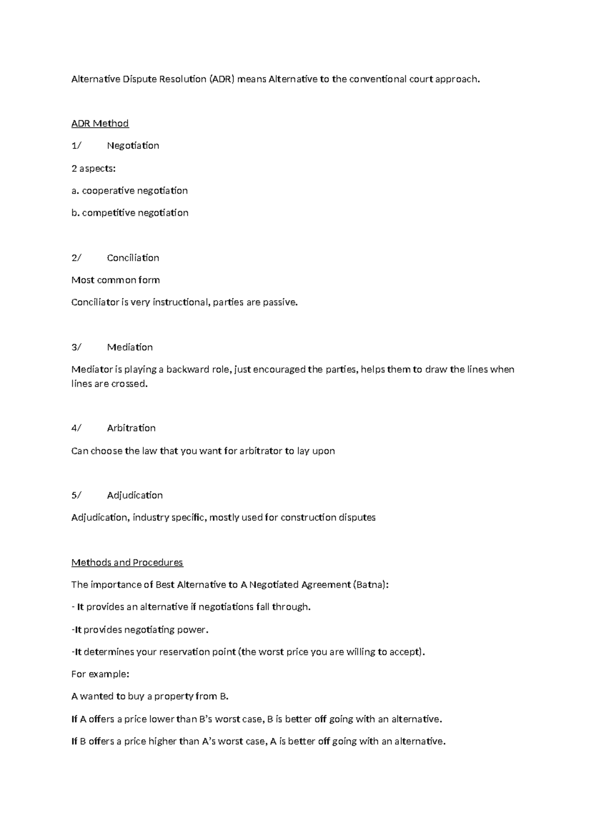 Topic 1 - ADR Principles and Practices - Alternative Dispute Resolution (ADR) means Alternative ...