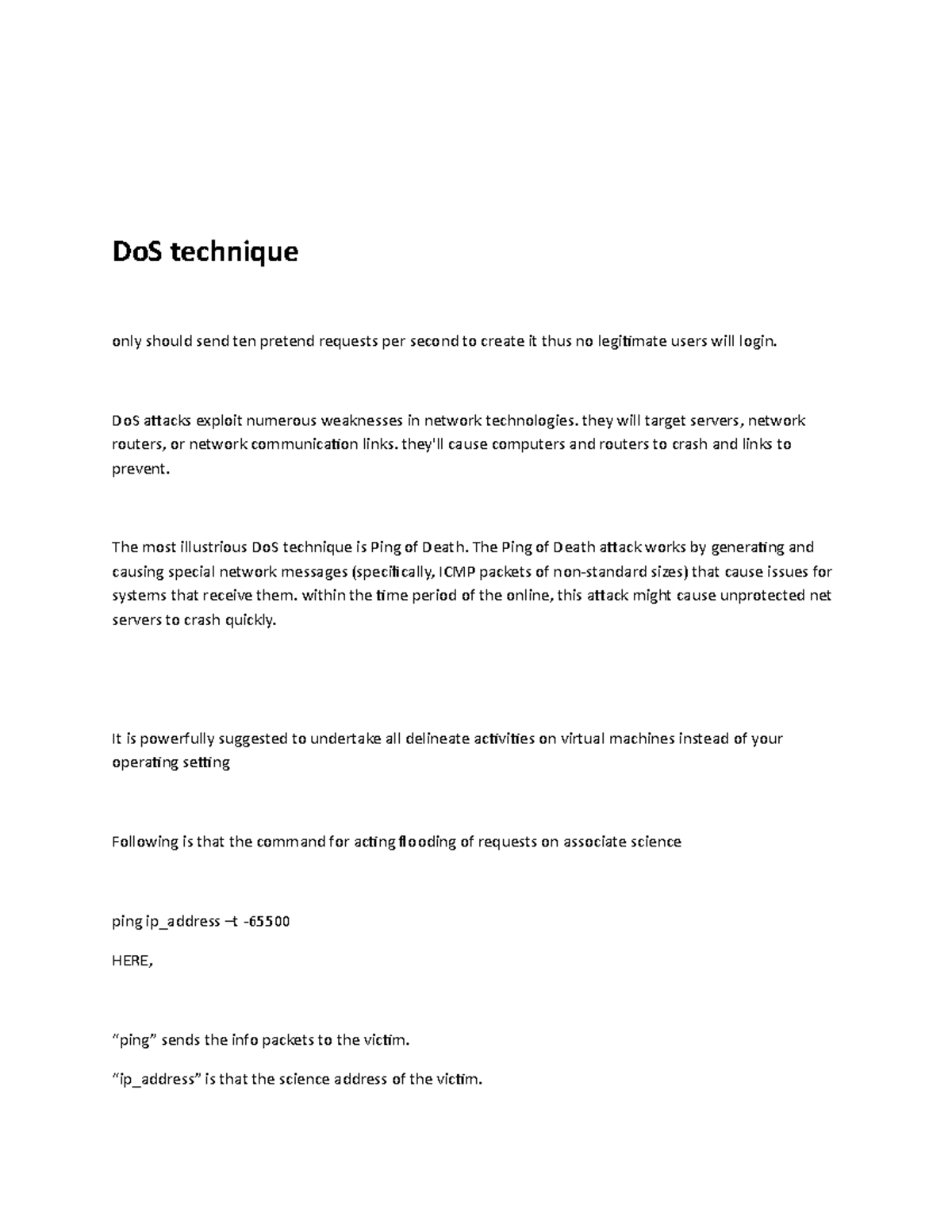 Do S technique-note - DoS technique-note.docx - DoS technique only ...