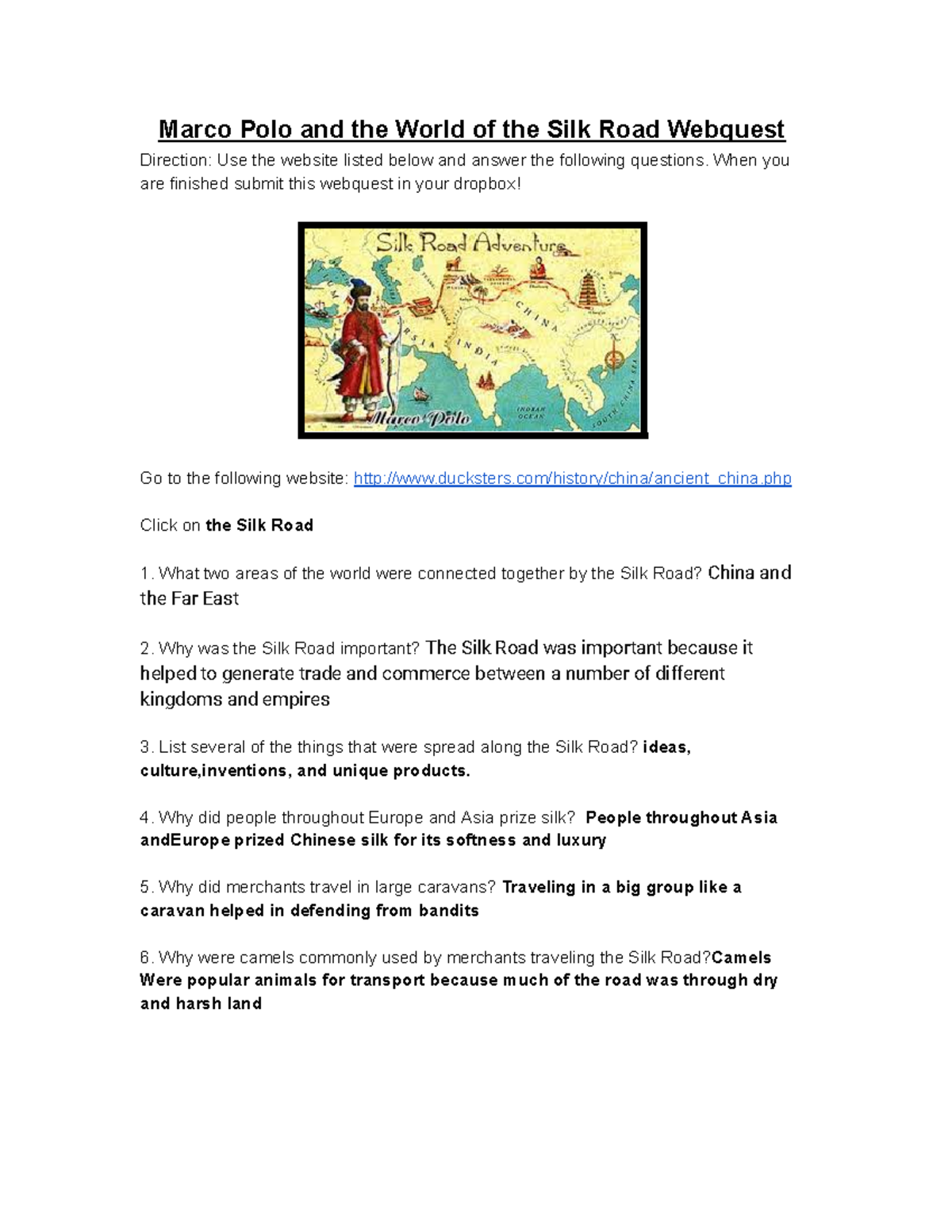 Copy of Marco Polo and the Silk Road Webquest Dropbox - Marco Polo and ...