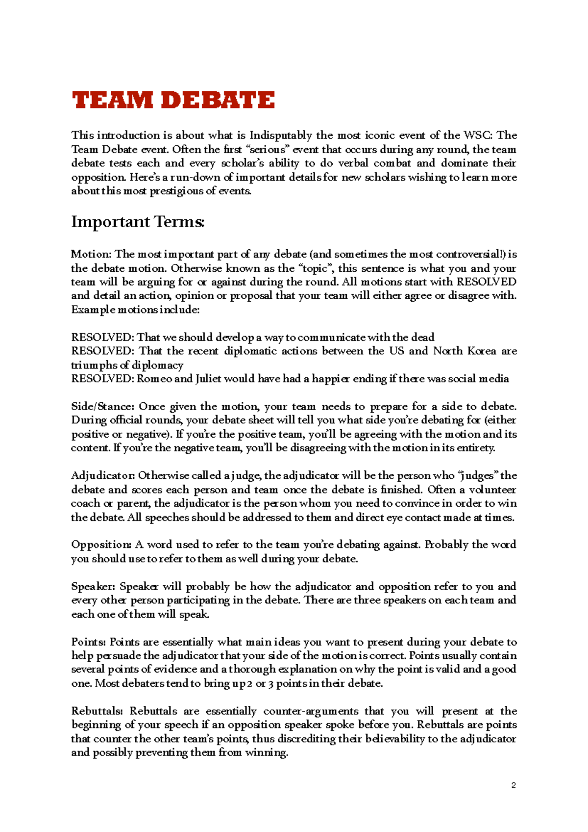 502043715 WSC Team Debate Guide - TEAM DEBATE This introduction is ...
