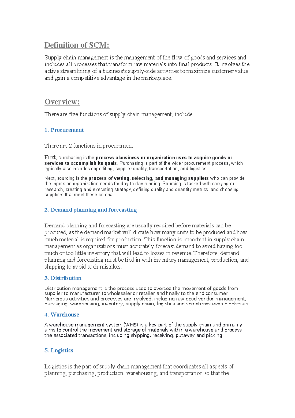 Definition and Overview of SCM - Definition of SCM: Supply chain ...