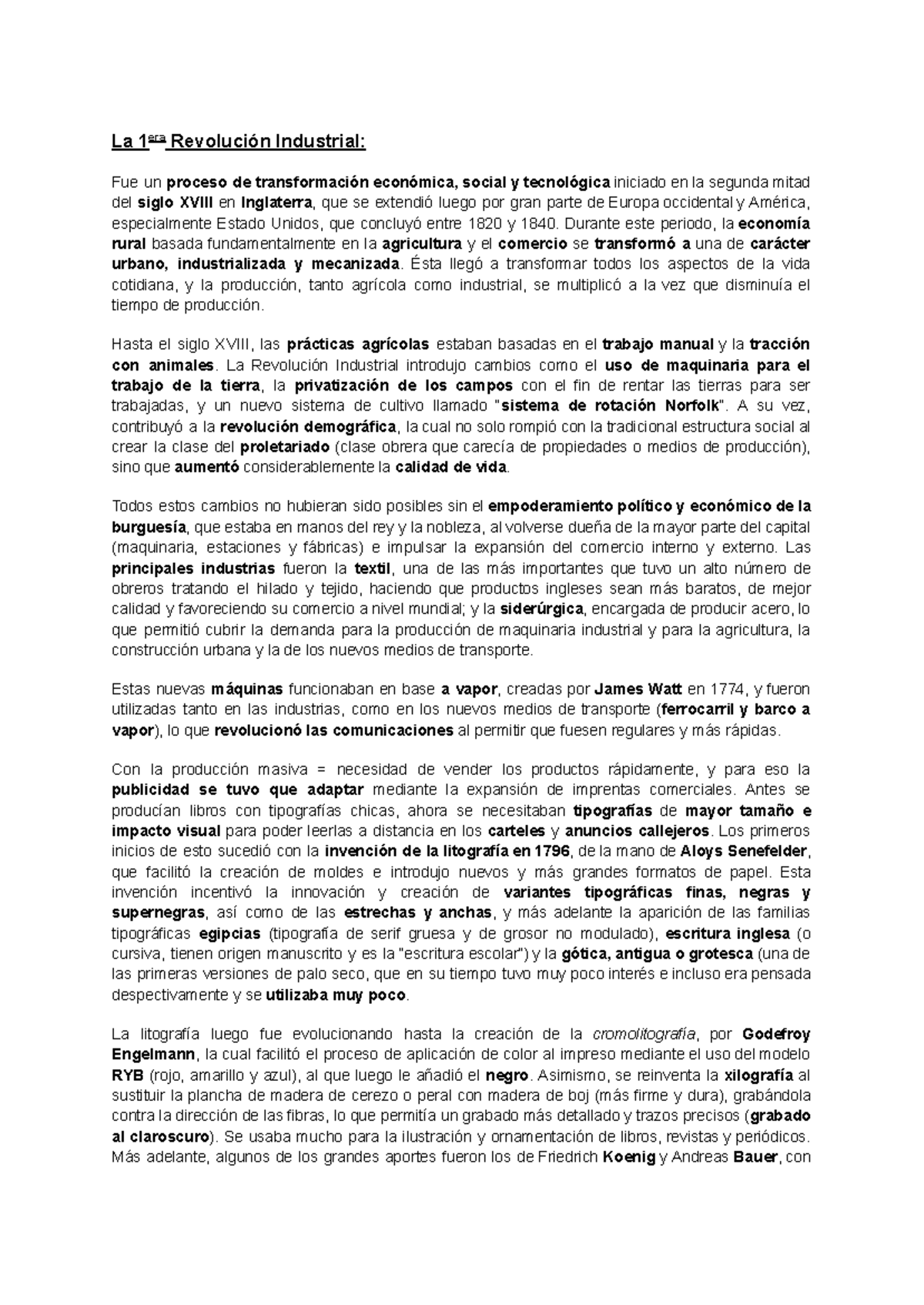 Resumen-hitoria - Resumen - La 1era Revolución Industrial: Fue un ...