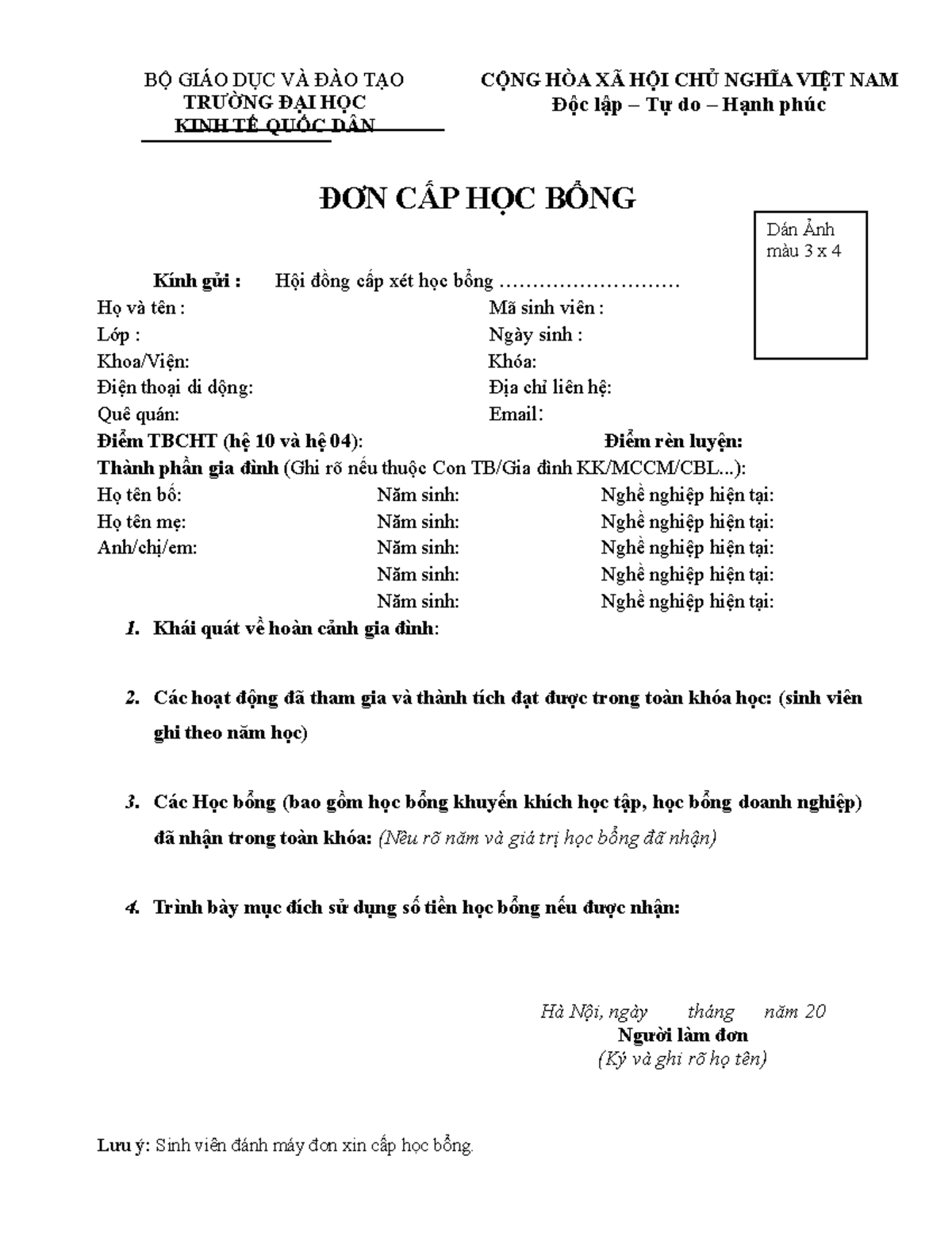 MẪU ĐƠN BIDV 2022 - qawsd - BỘ GIÁO DỤC VÀ ĐÀO TẠO TRƯỜNG ĐẠI HỌC KINH ...