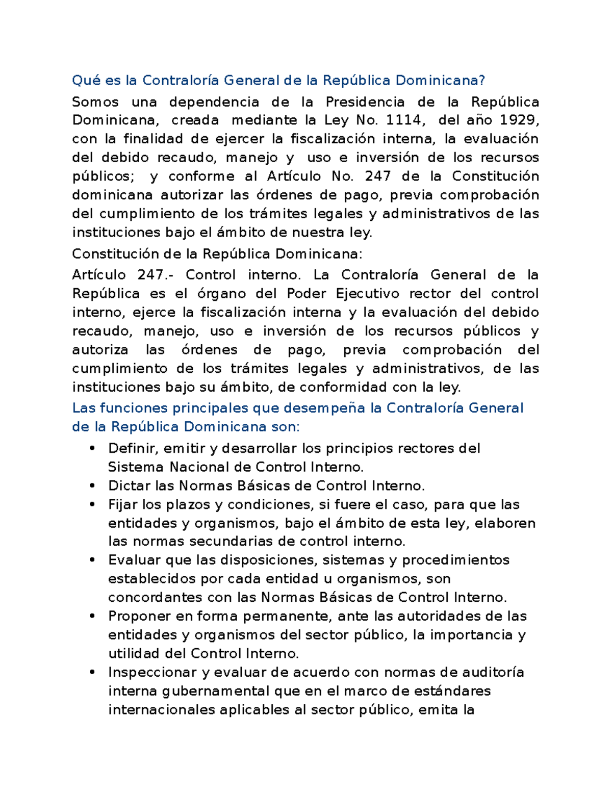 Qué es la Contraloría General de la República Dominicana - Qué es la ...